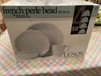 Lenox Blue French Perle Bead Ice 16-Piece Dinnerware Set SKU# 872670 | eBay