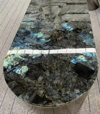 96" x 48" Labradorite Dining Table Top/ Office Desk / Kitchen Counter ...