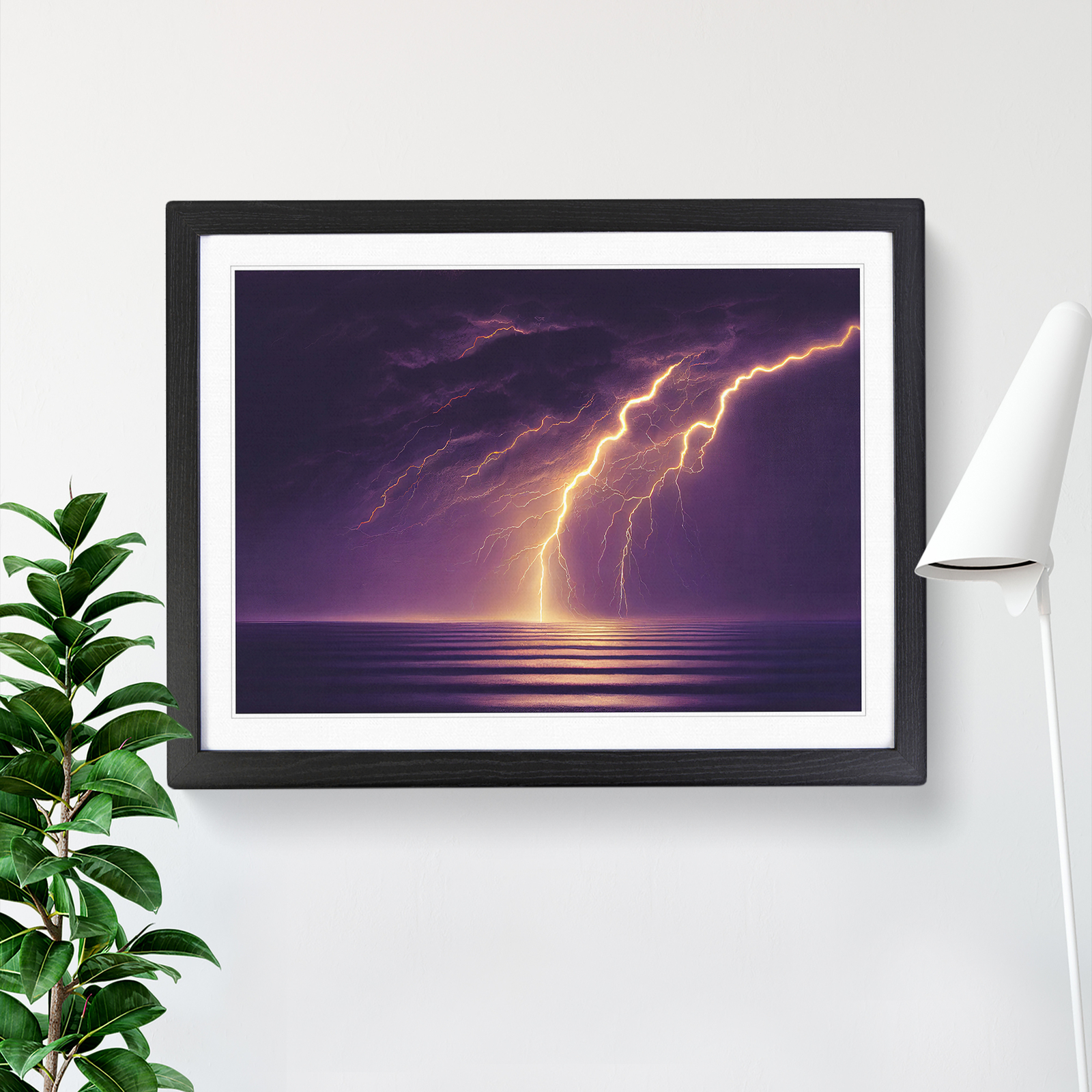 Beautiful Lightning Storm Wall Art Print Framed Canvas Picture Poster ...