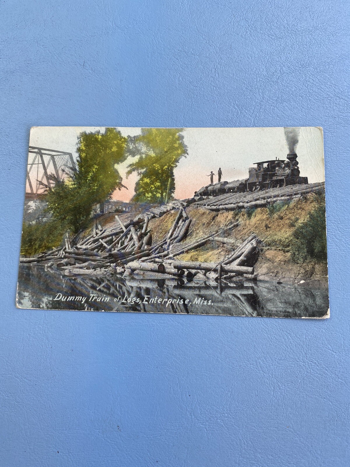 ANTIQUE EARLY DUMMY TRAIN OF LOGS ENTERPRISE MISSISSIPPI RAILROAD RR ...