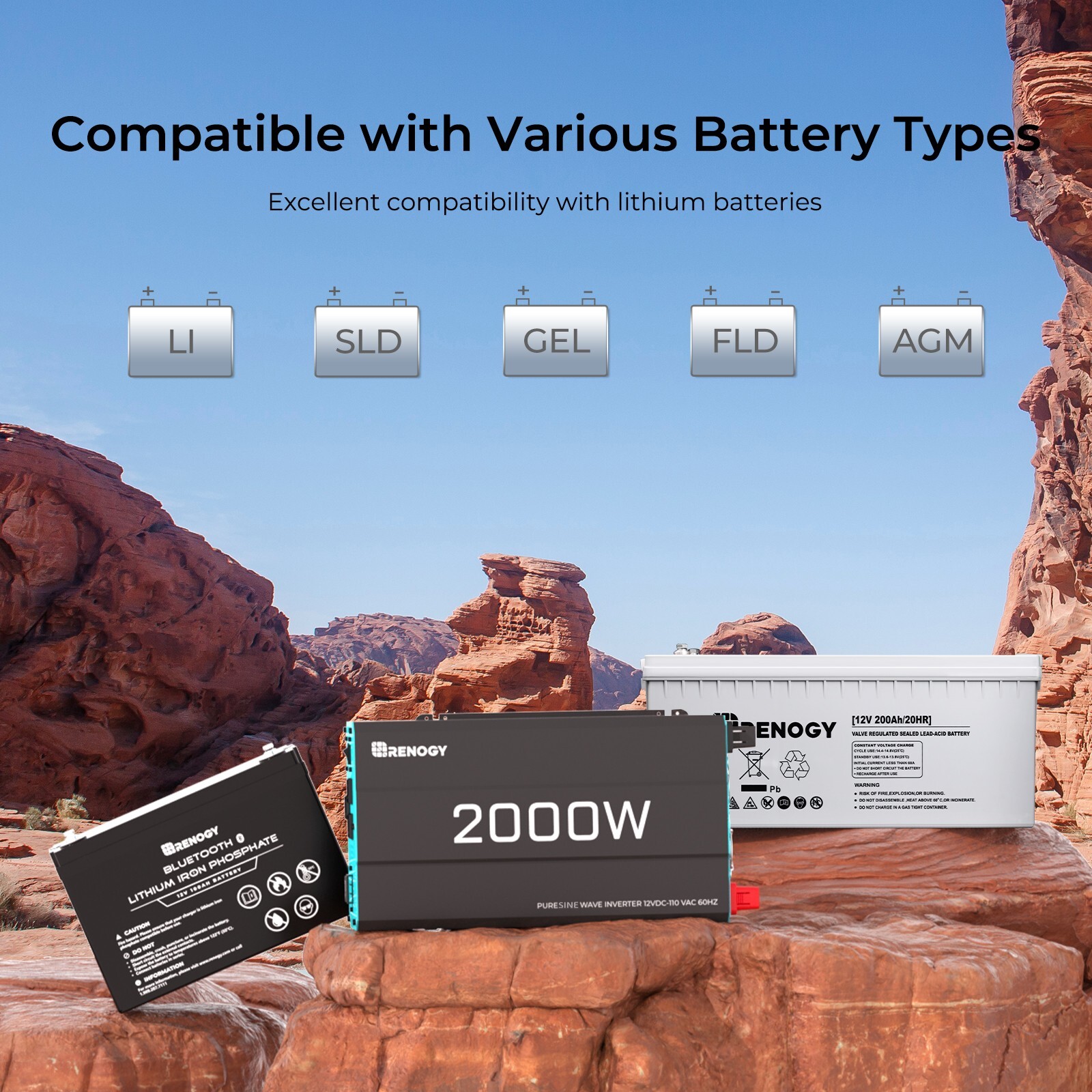 Renogy 2000W Pure Sine Wave Inverter Remote Controller 12V DC to 120V ...