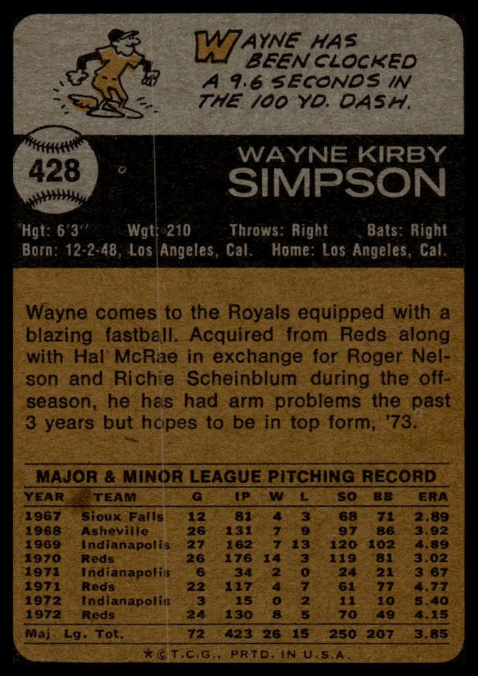 1973 Topps #428 Wayne Simpson | eBay