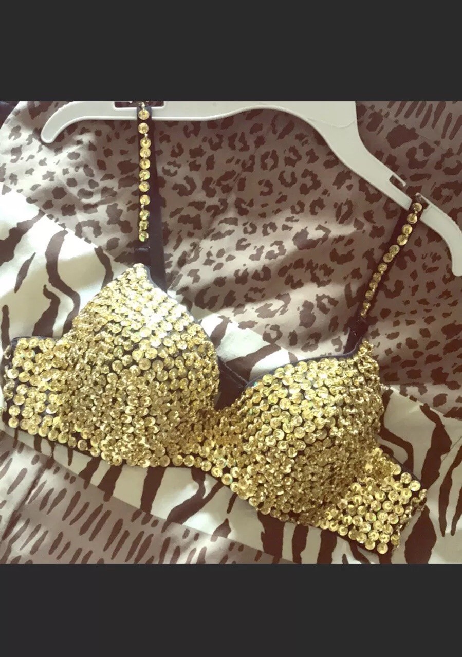 Shimmer Gold sparkle Bra Top, Club Wear, Or Any Wear! | eBay