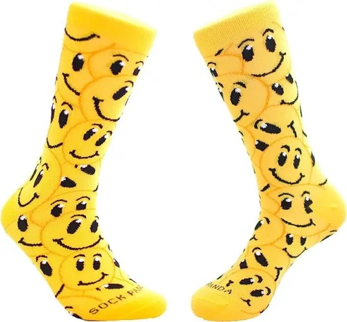 Happy Smiley Face Unisex Large 10-13 Crew Socks Yellow Sock Panda ...