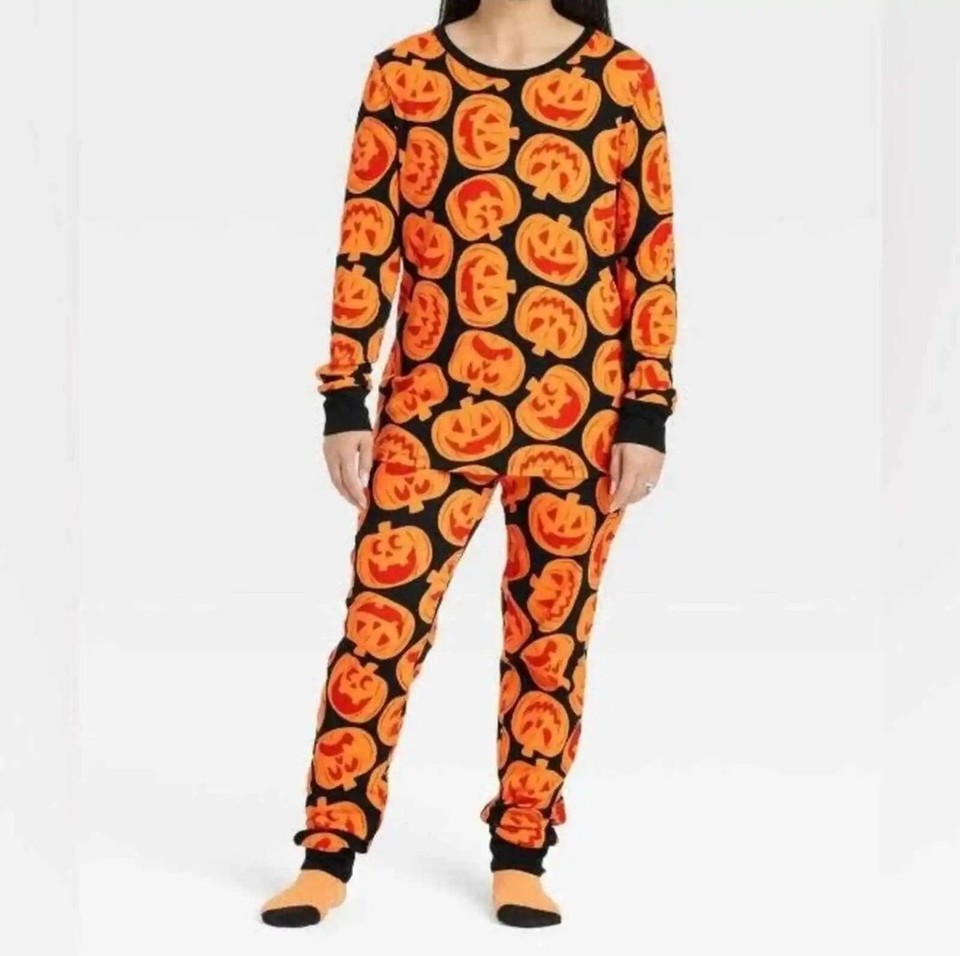 New Hyde and EEK Men's Size Large Pajama Set Pumpkins Orange Black ...