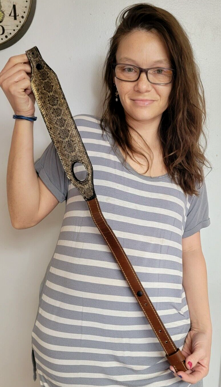 Padded RIFLE Firearm SLING with Authentic RATTLESNAKE skin brown ...
