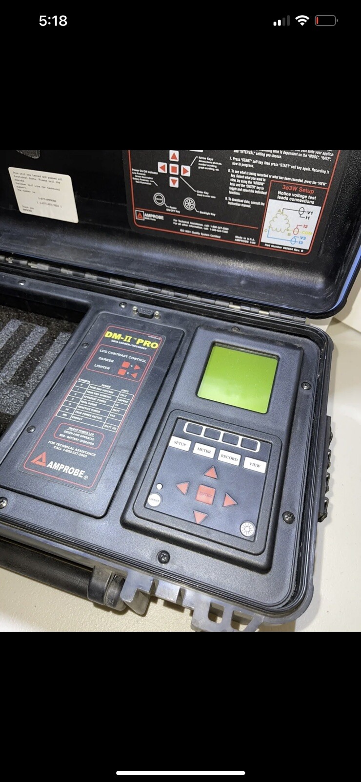 AMPROBE DM-II PRO Data Logger Recorder Ammeter / Voltmeter Amp Power ...