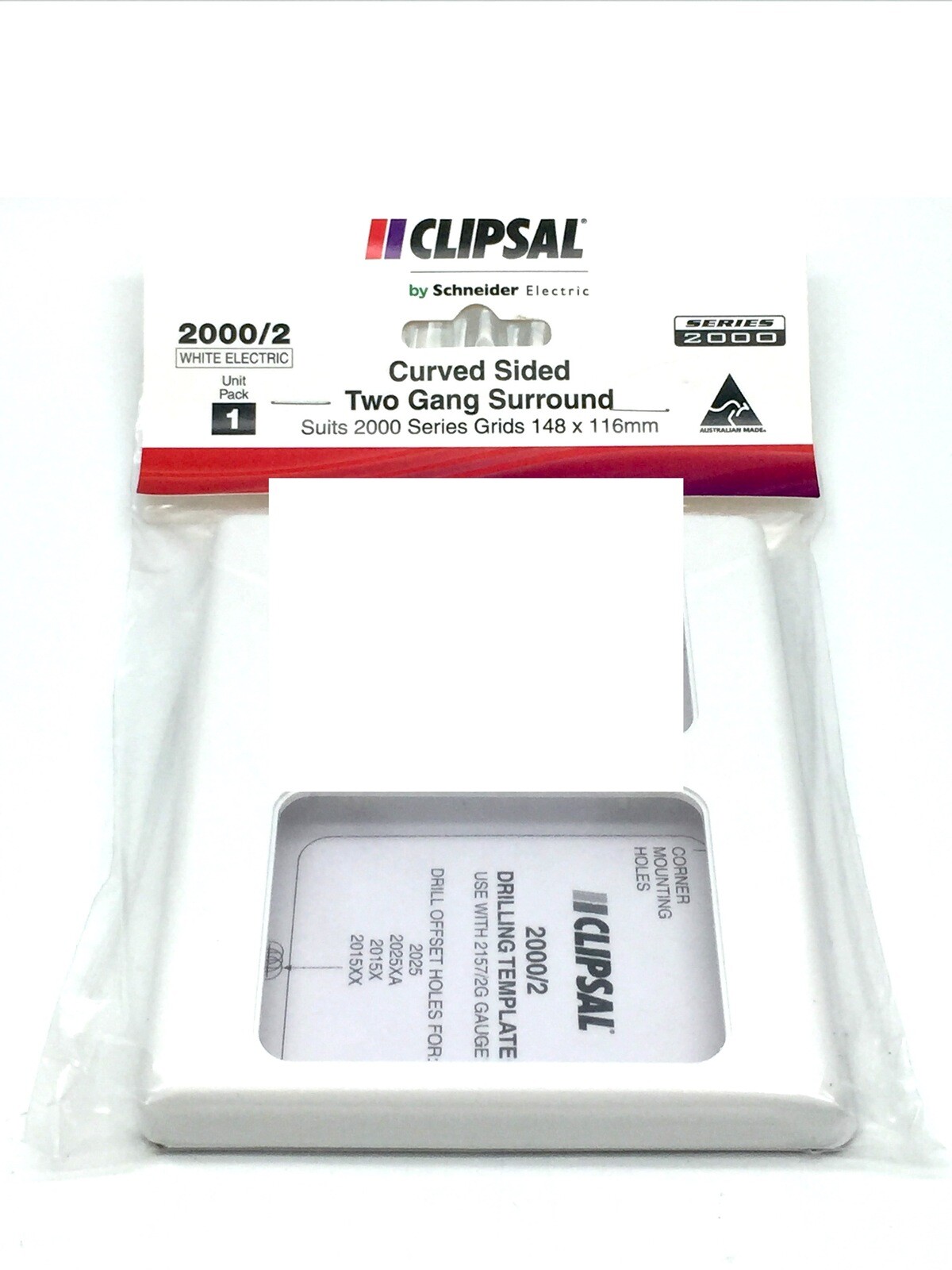 Clipsal 2000/2 2 Two Gang Curved Sided Surround Series 2000 White ...