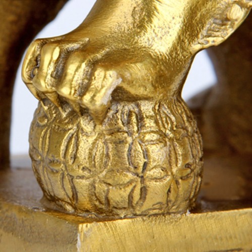 A Pair Mini Brass Lion Figurine Statue Chinese Feng Shui Wealth Lucky ...