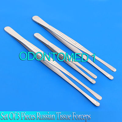 3 Pieces RUSSIAN TISSUE FORCEPS 6"+8"+10" SURGICAL DENTAL INSTRUMENTS ...