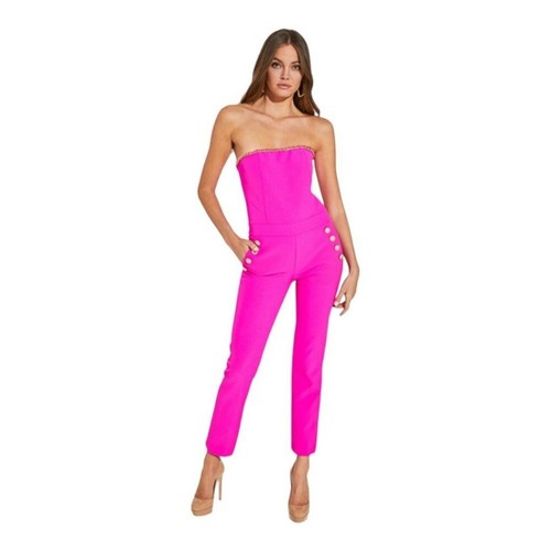 Generation Love Alexis Magenta Crepe Strapless Jumpsuit With Gold Chain ...