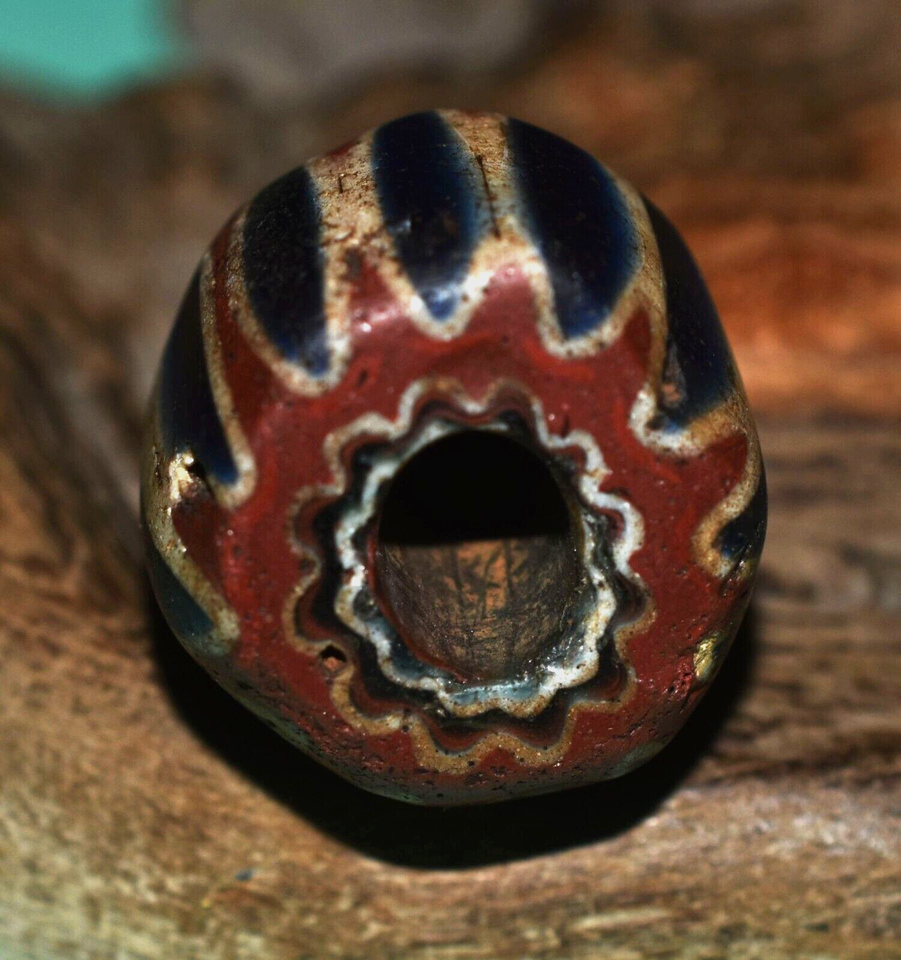 Antique Venetian Ground Seven Layer Chevron Bead W/ A Black Layer ...