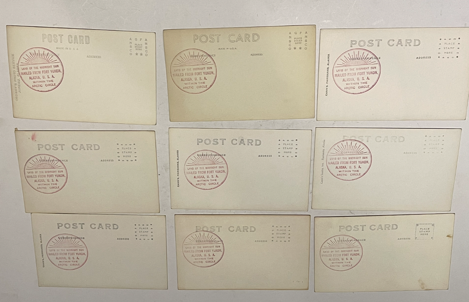 9 RPPC ALASKA LAND MIDNIGHT SUN FT. YUKON WITHIN ARCTIC CIRCLE PHOTO ...