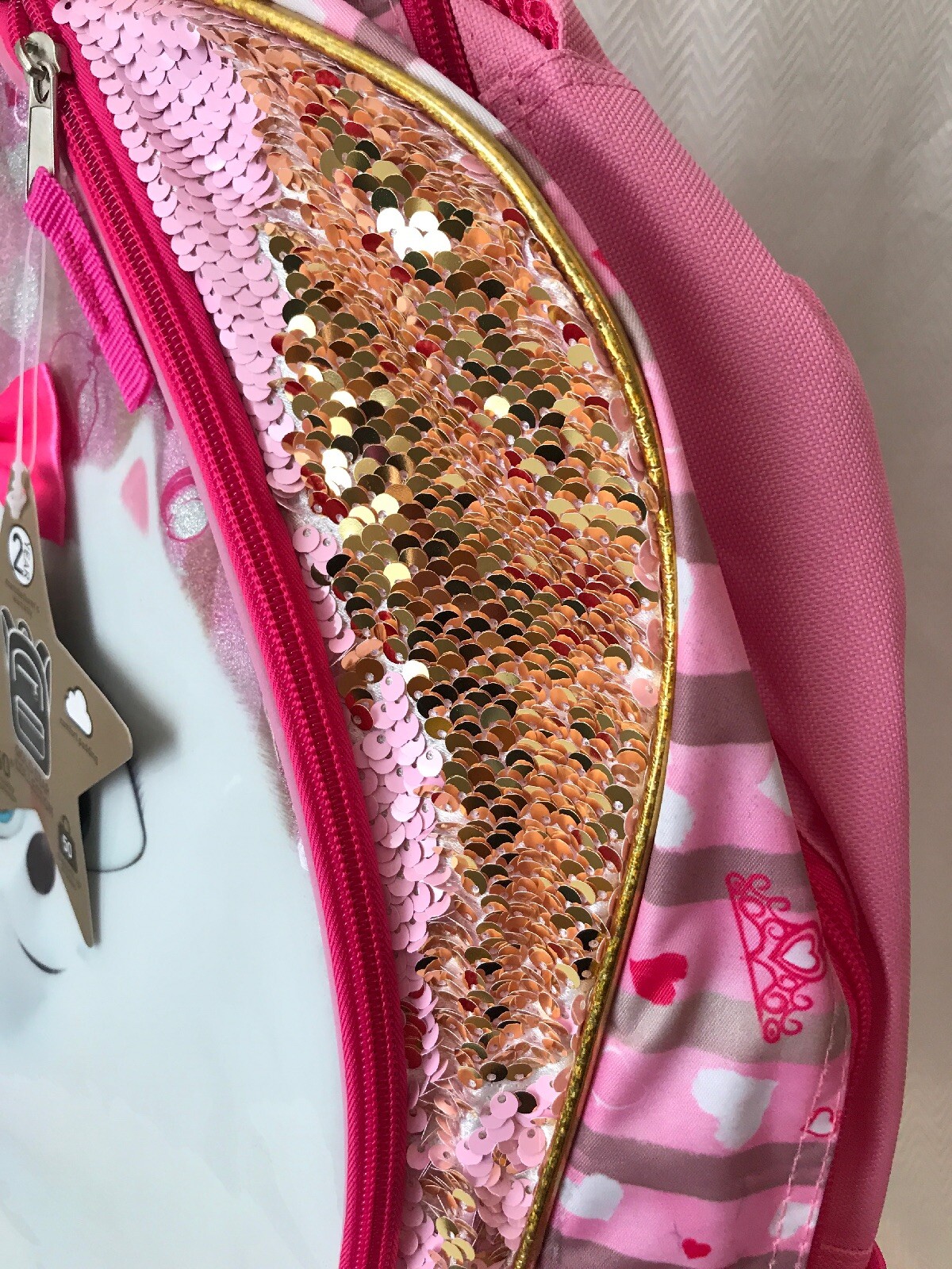 The Secret Life of Pets 2 Fluff Kids' Backpack In Pink Gold Sequins 16 ...