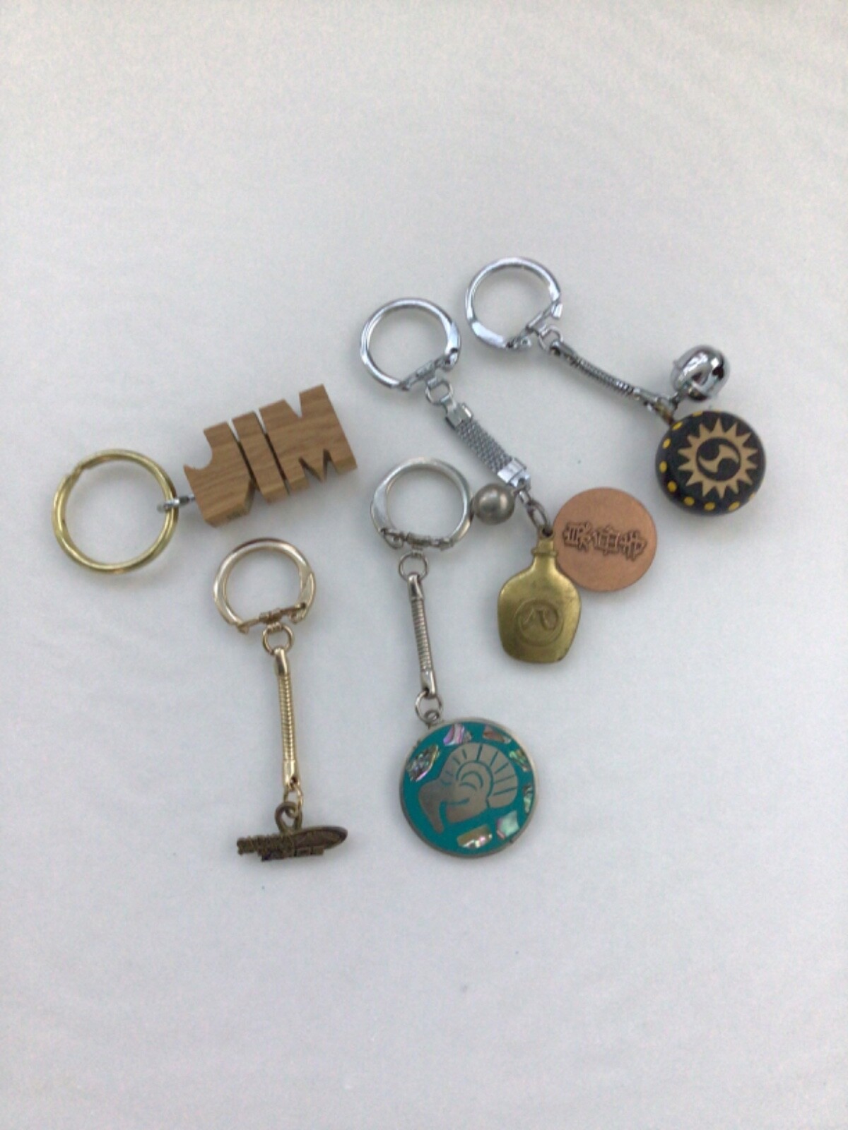Vintage Novelty 5 Keychains, Mexico, Wood, Metal, Japan NOS Mid Century ...