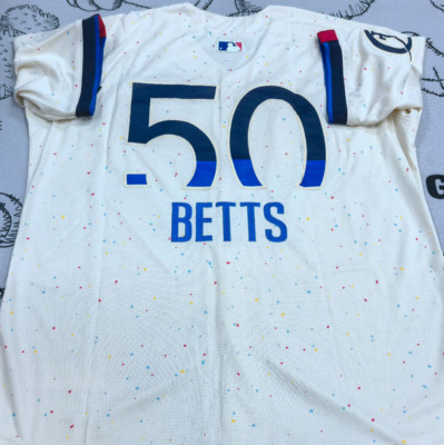 Size M Mookie Betts #50 Dodgers City Connect Cream Cool Base Jersey. | eBay