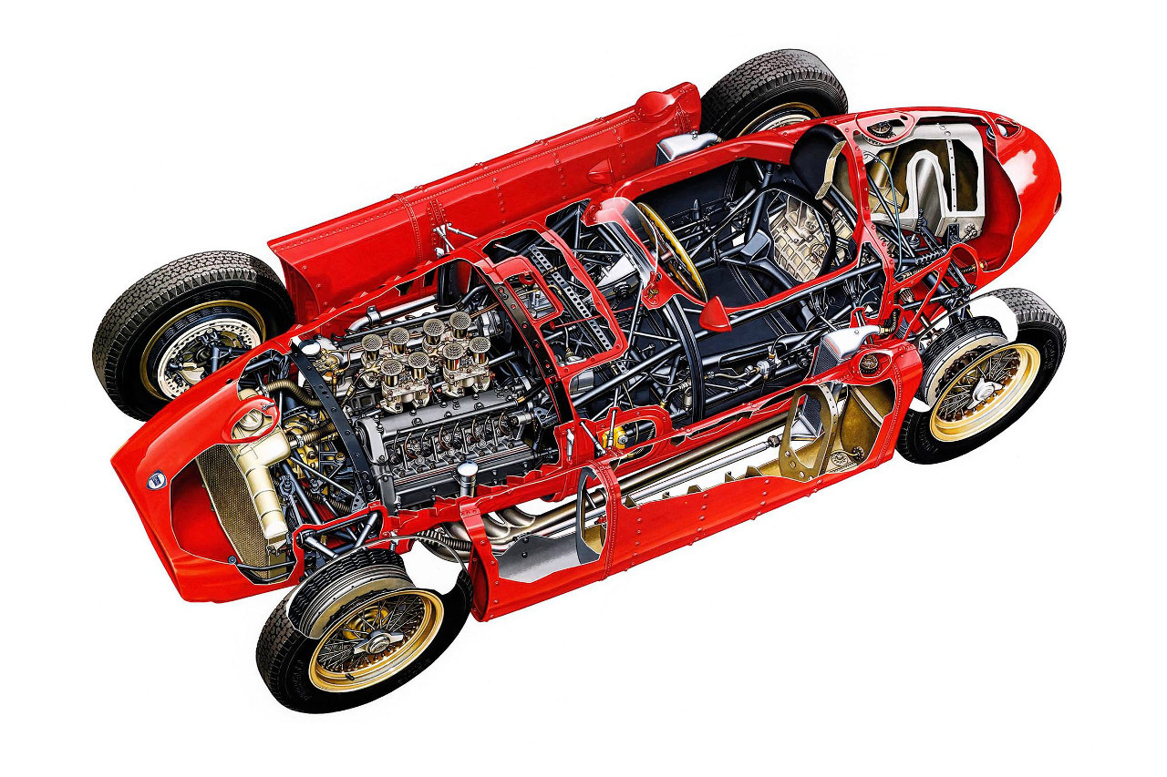 VINTAGE 1955 LANCIA D50 RACE CAR CUTAWAY POSTER PRINT 24x36 9 MIL PAPER ...