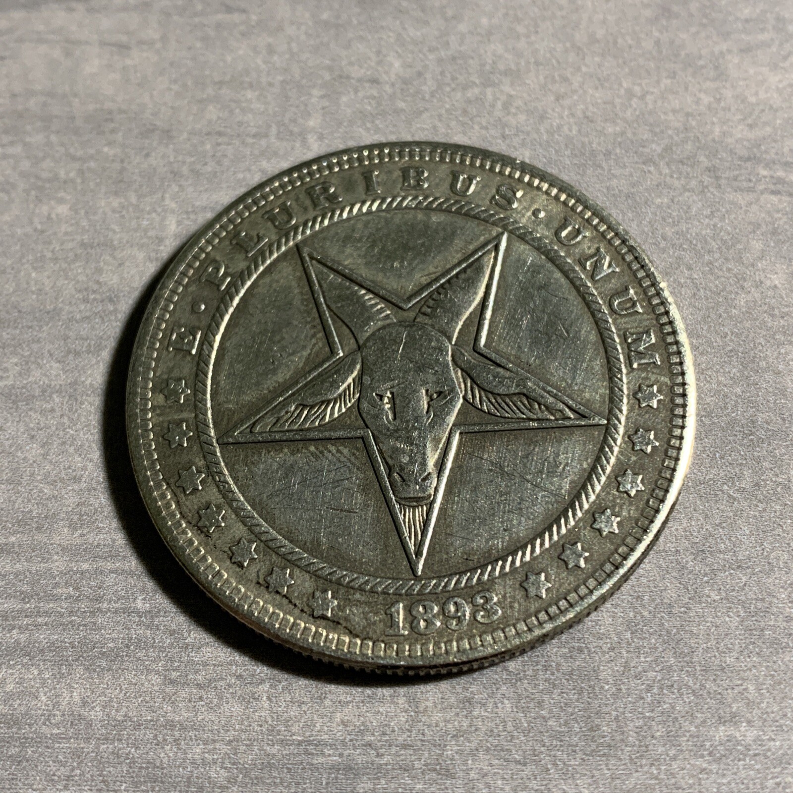 Satanic Pentagram Devil Goat Head Novelty Good Luck Heads Tails ...