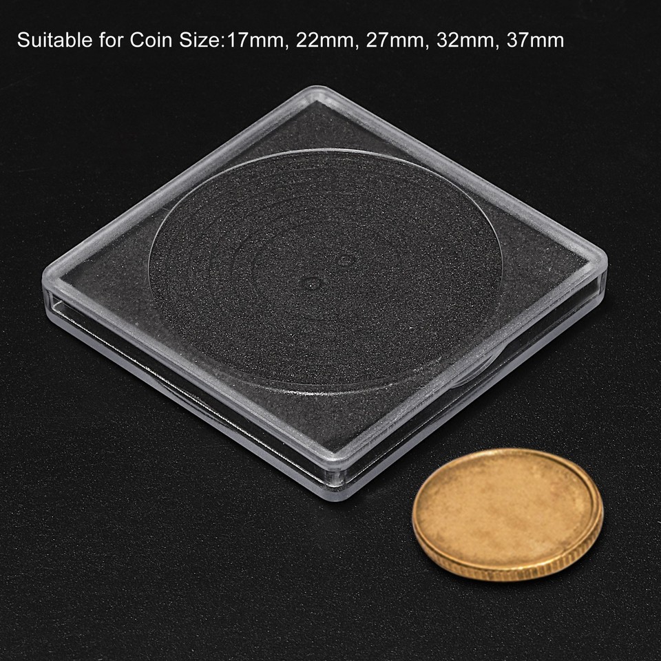 Coin Snap Holder Coin Case Storage Square Fit 17-37mm Coins, 5pcs Clear ...