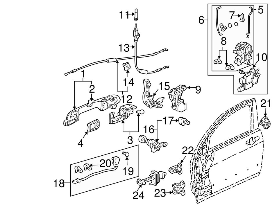 Genuine Honda Handle Assembly R Front Door (Outer) *YR562P* (Carbon ...