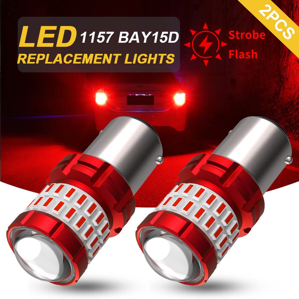 1157 LED Strobe Flashing Brake Stop Tail Parking Light Bulb Bright Red ...