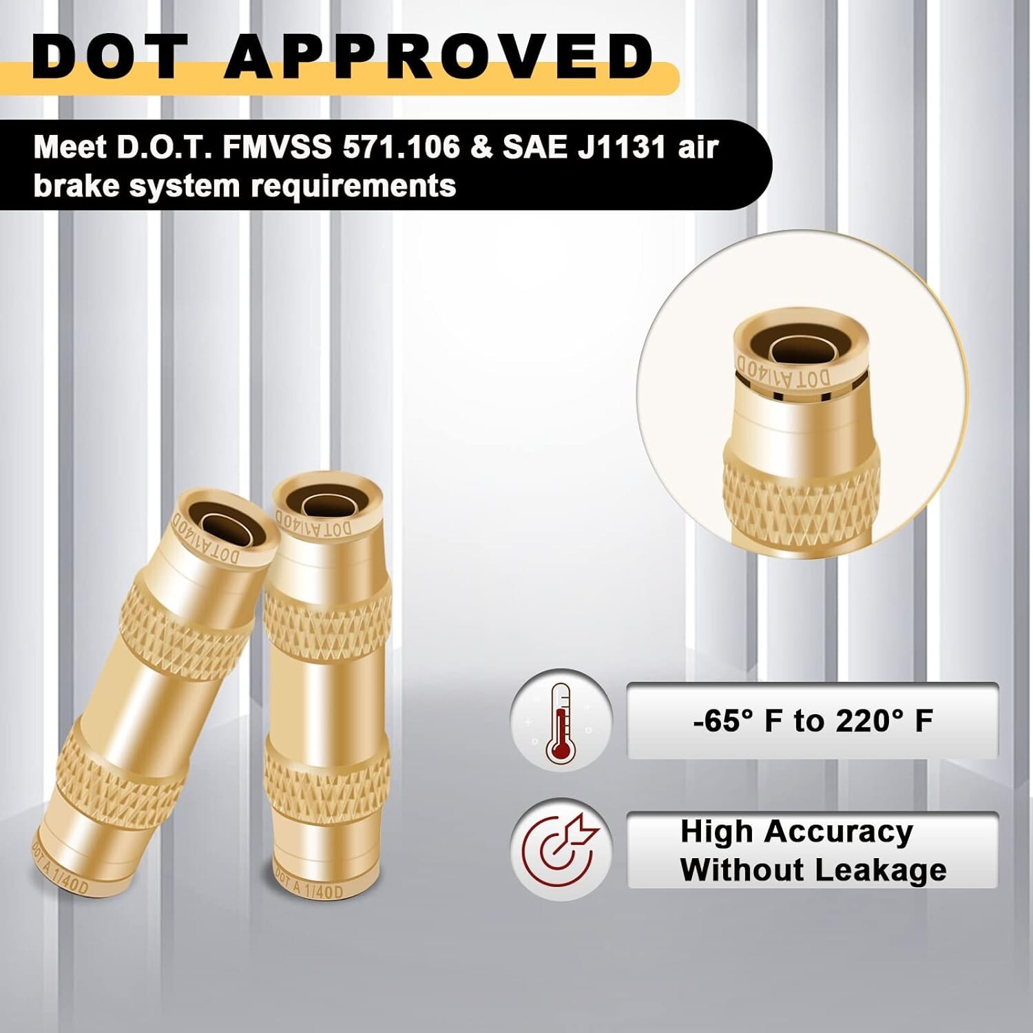 1/4 Air Line Quick Connect Fittings 5PCS DOT Brass Straight Union 1/4 ...