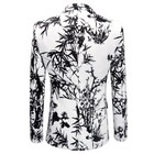 Men Bamboo Print Suit Blazer Dinner Dress Jacket Single Breasted Party ...