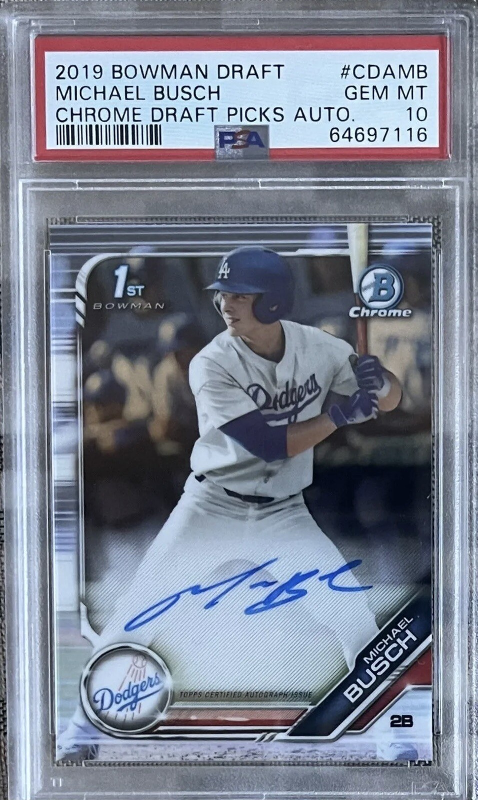 2019 Bowman Draft Michael Busch Auto PSA 10 GEM MINT Dodgers 1st #CDAMB ...