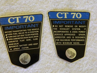 Honda CT 70 mini trail ct70 K1/K2 oe style 2 pc Aluminum Side decal set ...