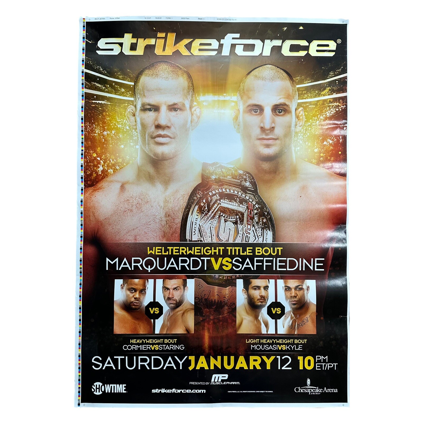 2013 Strikeforce MMA Event Poster Large 28"x40" Marquardt vs Saffiedine ...