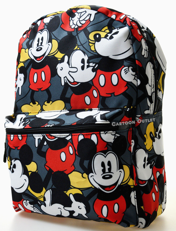 Disney Mickey Mouse School Backpack Large 16" Travel Bag All Over Art ...