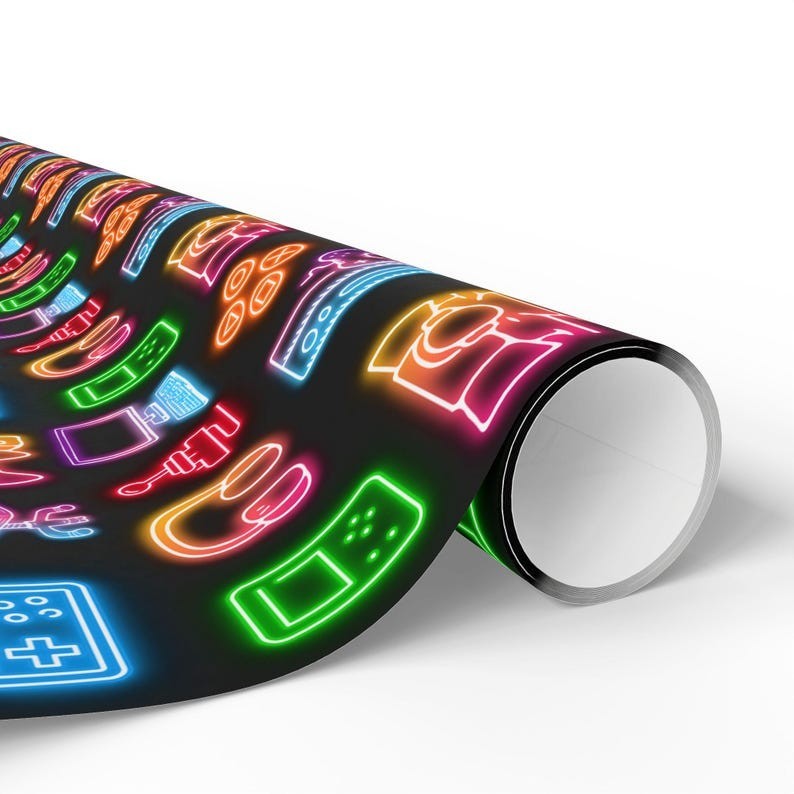 Gamer Wrapping Paper, Fun Video Game Holiday Gift Wrap for Gaming ...