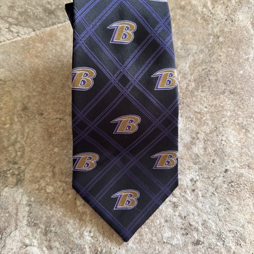 NWOT Mens Baltimore Ravens Neck Tie FootBall NFL Striped Purple Black-B ...