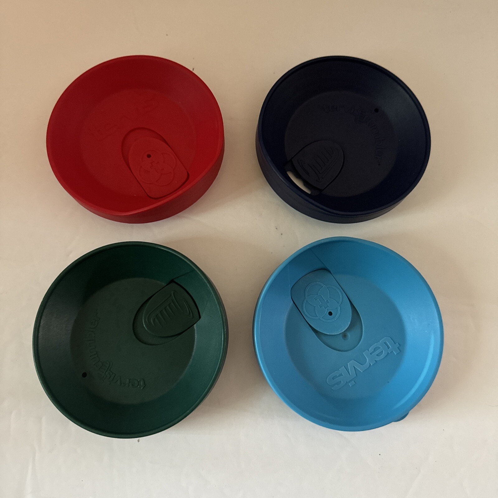 Lot of 4 Replacement Tervis Tumbler LIDS Green, Blue And Red Used ...