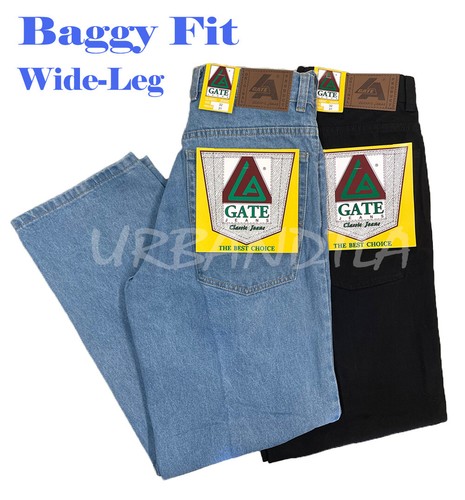 Men's Baggy Fit Jeans High Waist Wide Leg Loose Denim Pants Size 28-42 ...