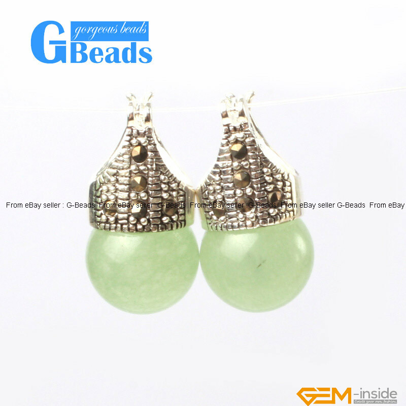 G-Beads Fashion 12mm Round Ball Beads Marcasite Silver Dangle Stud Hoop ...