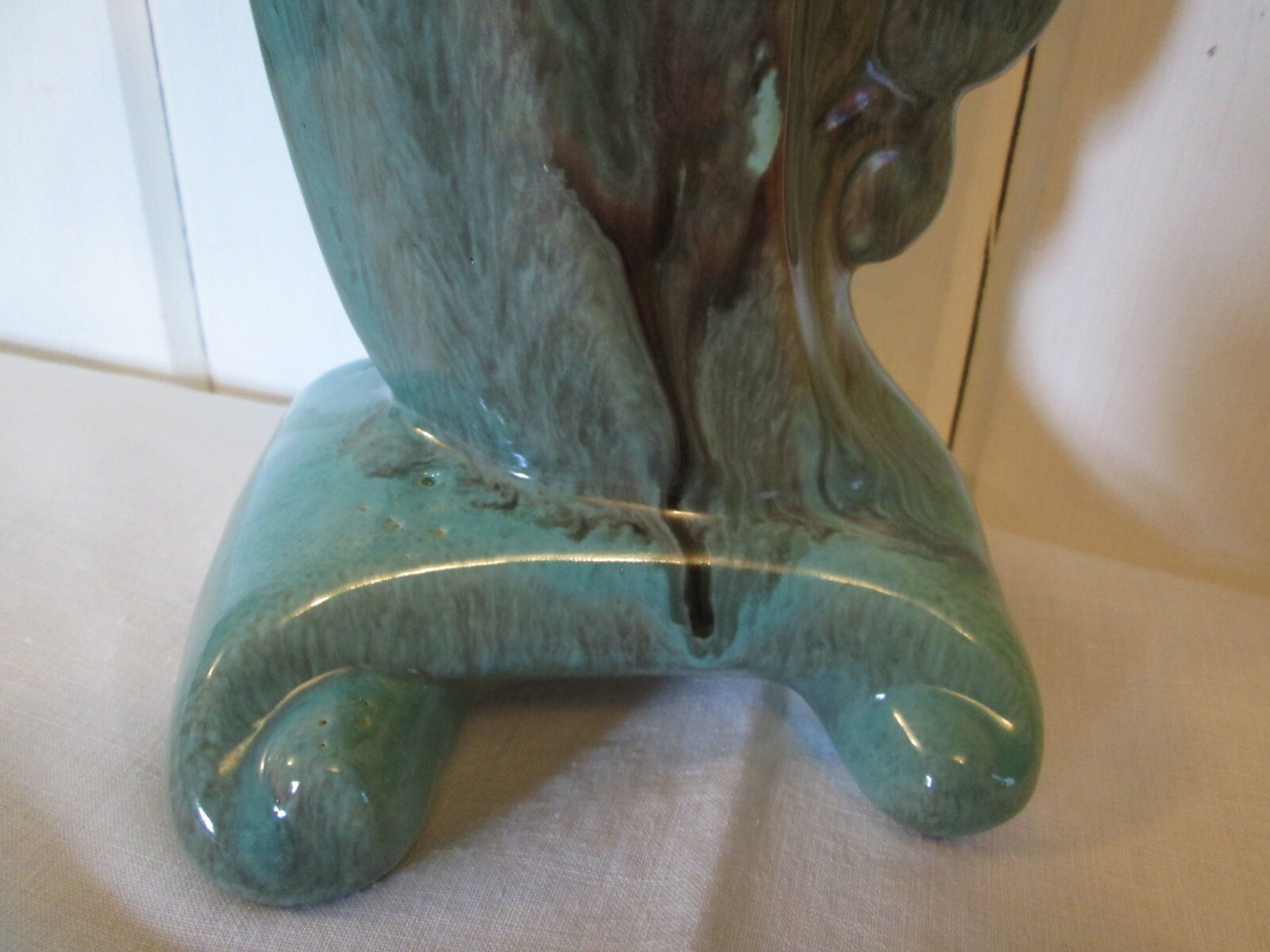 Gonder Drip Glaze Pottery Vase Green Pink Mid Century 4" x 4" x 7 1/4 ...