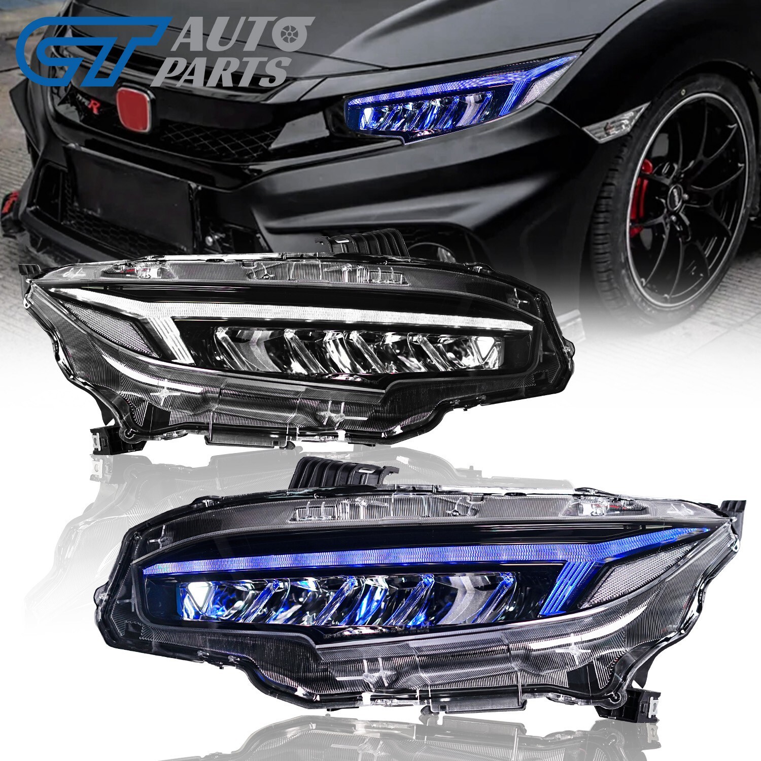 RGB Full LED Sequential Blinker Headlights for 16-21 Honda Civic FK7 ...