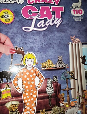 Archie McPhee Crazy Cat Lady Scene Stand With 110 Reusable Stickers ...