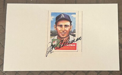 JOE COLEMAN SIGNED 3"X5" INDEX CARD AUTO PHILADELPHIA ATHLETICS ...