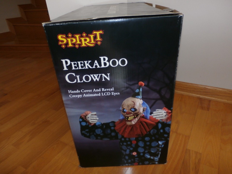 Spirit Halloween Animated Peek-A-Boo Clown Animatronic Prop With LCD ...