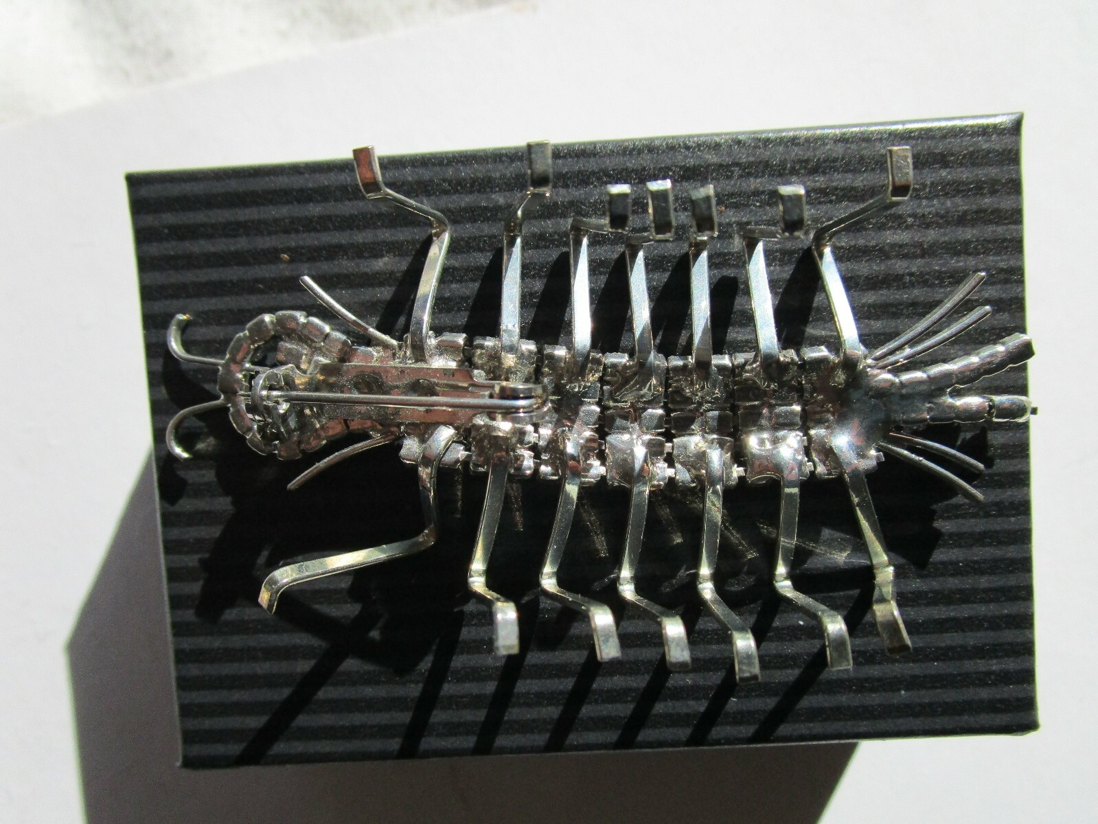 Articulated Centipede Brooch: Crystal Covered With Bl… - Gem