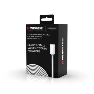 New Monster 10' Flat USB Extension Cable & Power Adapter for 6.5' LED ...