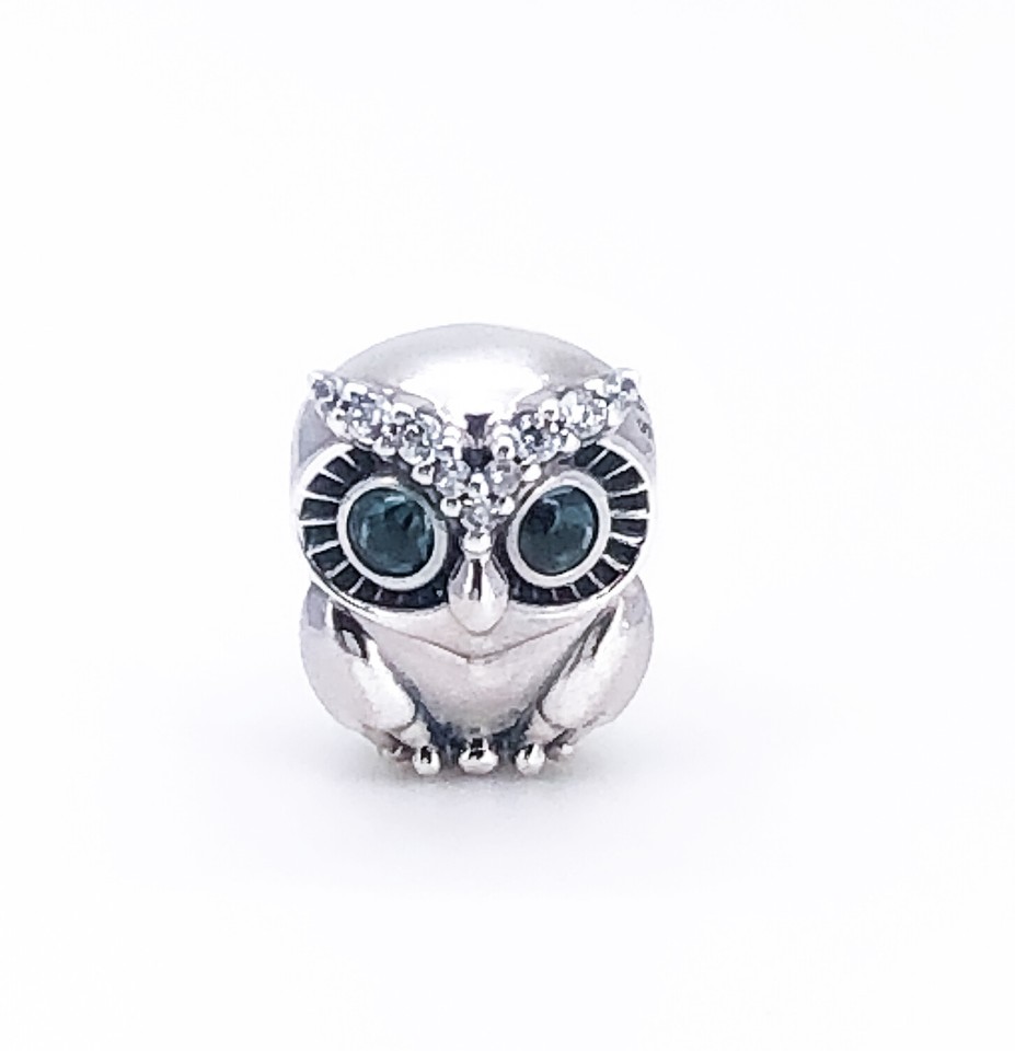 NEW Authentic PANDORA 925 SS Blue Eyes Sparkling Owl Charm Pendant ...