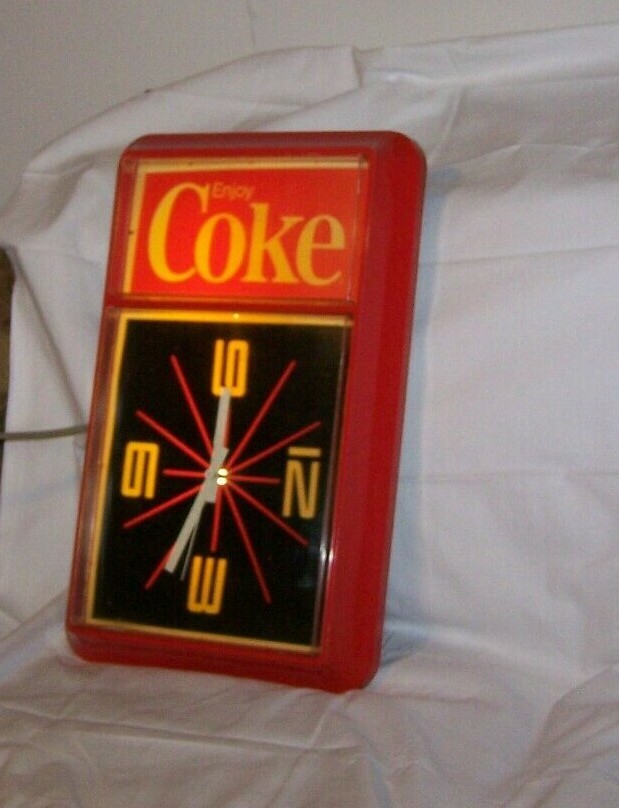 Vintage "Enjoy Coke" Light Up Electric Clock Ridan Displays NY, USA ...