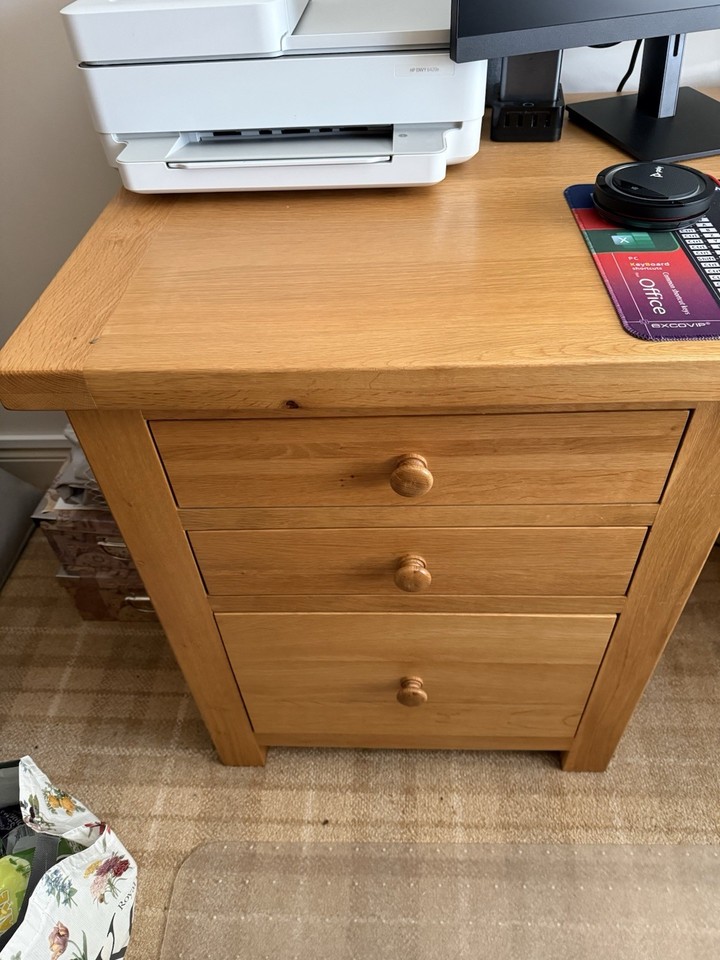 Large Computer Desk With Drawers & Cupboard Home Office Furniture - Oak ...