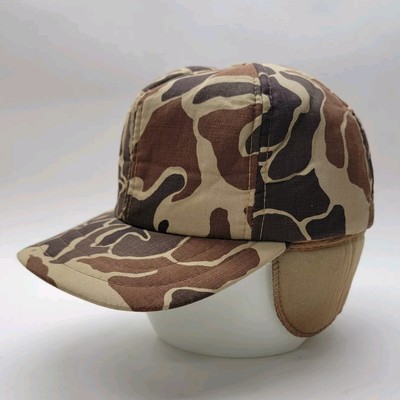 Vintage 80s Original Duck Camo Ear Flap Hat Foam Insulated Hunting Cap ...