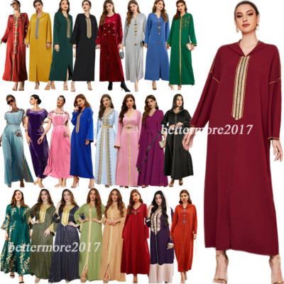 Ramadan Abaya Muslim Maxi Dress Women Dubai Kaftan Islamic Caftan Long ...