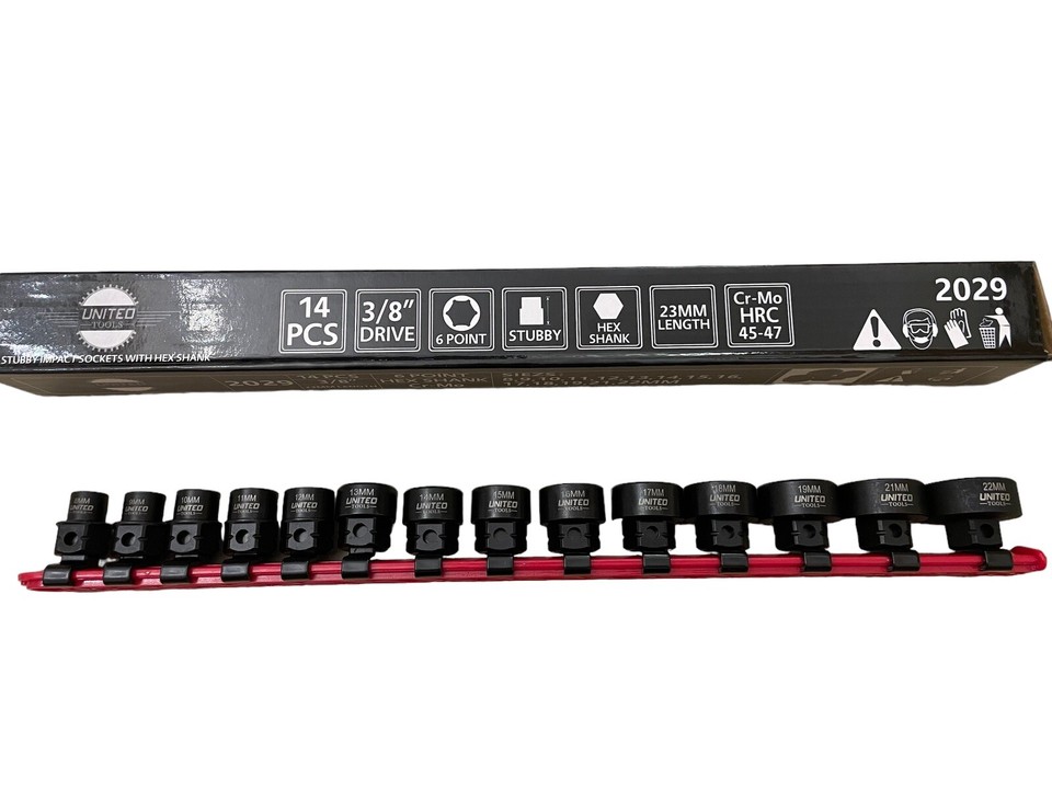 Impact Sockets Set 3/8" Dr Shallow Stubby Impact Sockets 8mm-22mm Hex ...