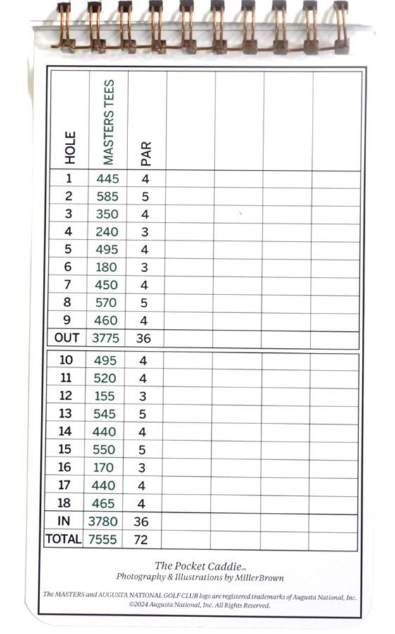 2024 Masters YARDAGE GUIDE from AUGUSTA NATIONAL | eBay